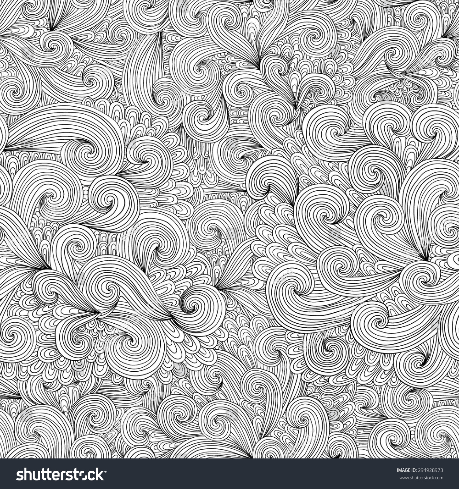 Seamless Abstract Handdrawn Waves Pattern Zentangle Stock Vector ...