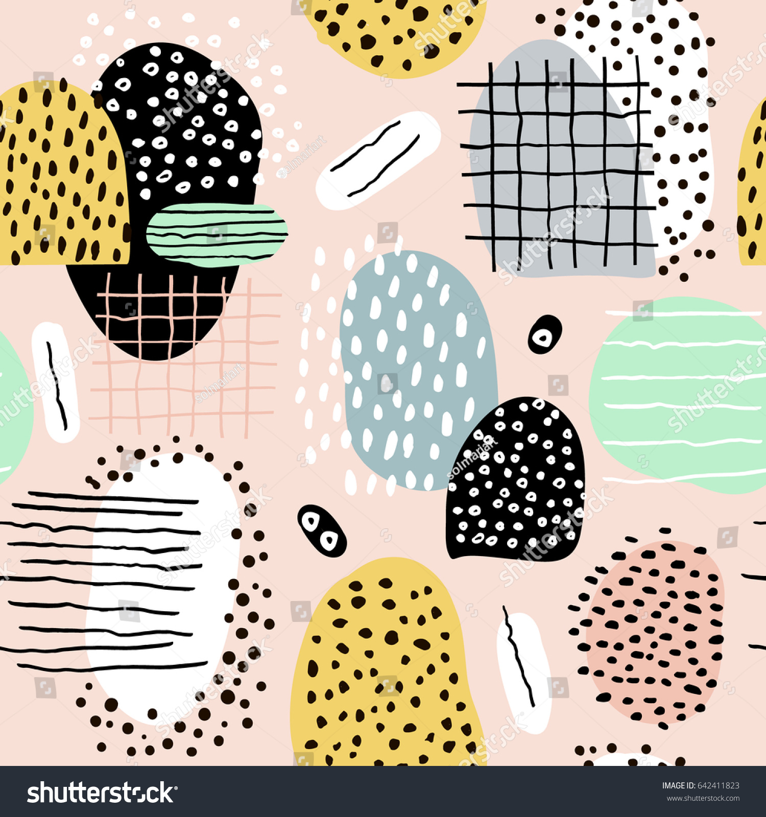 Seamless Abstract Pattern Hand Drawn Shapes Stock Vector (Royalty Free ...