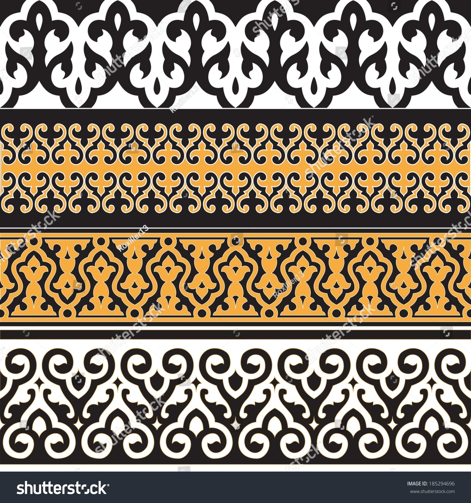 Seamless Arab Borders Four Type Vector Stock Vector (Royalty Free ...