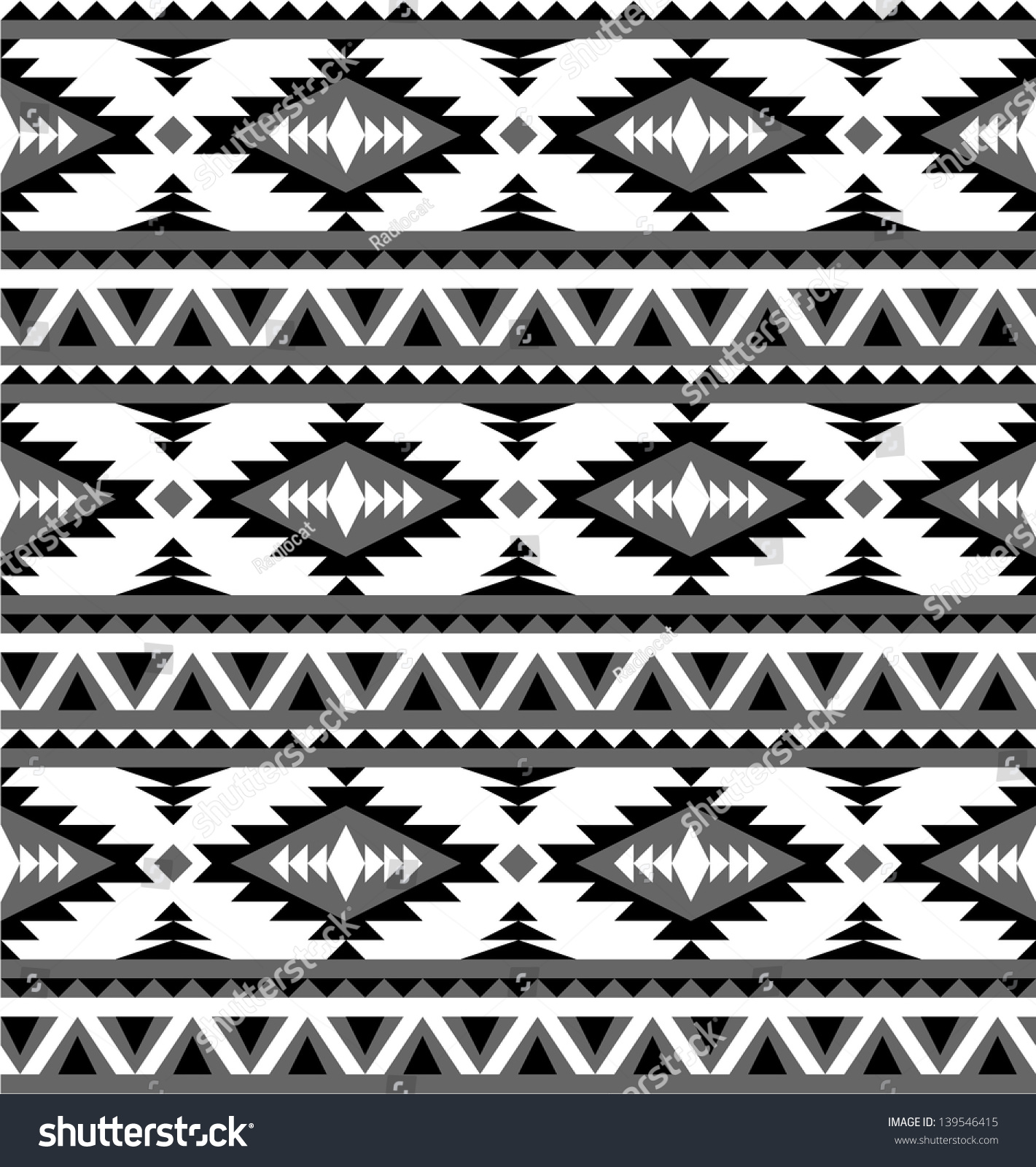 Seamless Aztec Pattern In Black And White 2 Stock Vector Illustration ...