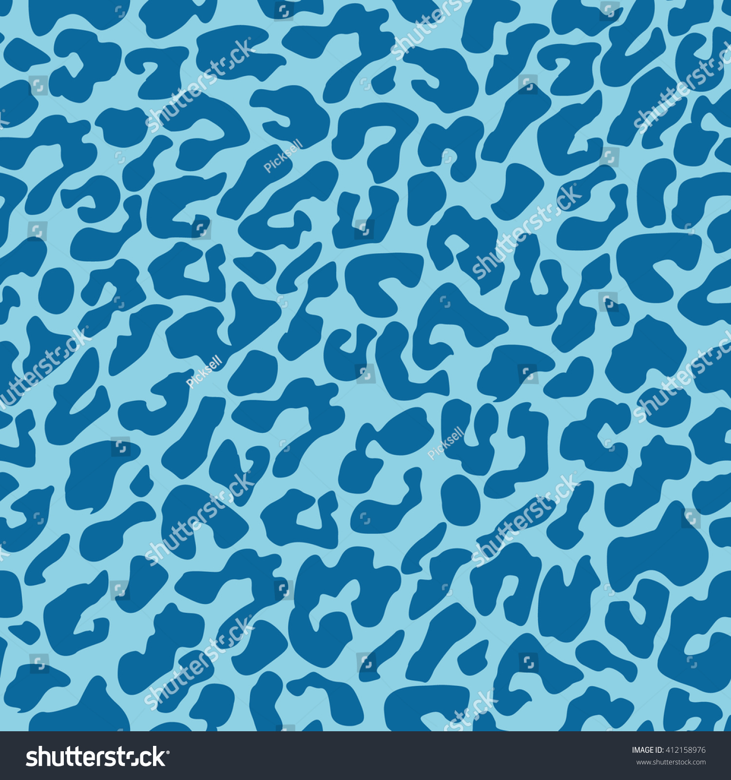 Seamless Azure Blue Leopard Print Tileable Stock Vector 412158976 ...