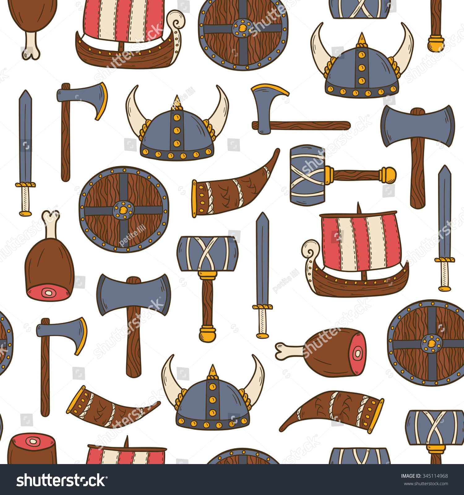 Seamless Background On Viking Theme Cartoon Stock Vector (Royalty Free ...