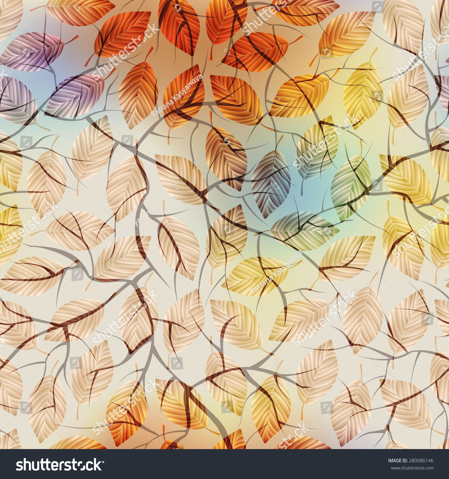Seamless Background Pattern Autumn Pattern Leaves Stock Vector (Royalty ...