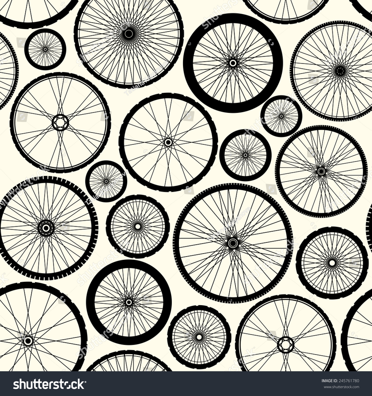Seamless Background Pattern. Pattern Of Bicycle Wheels. Stock Vector ...