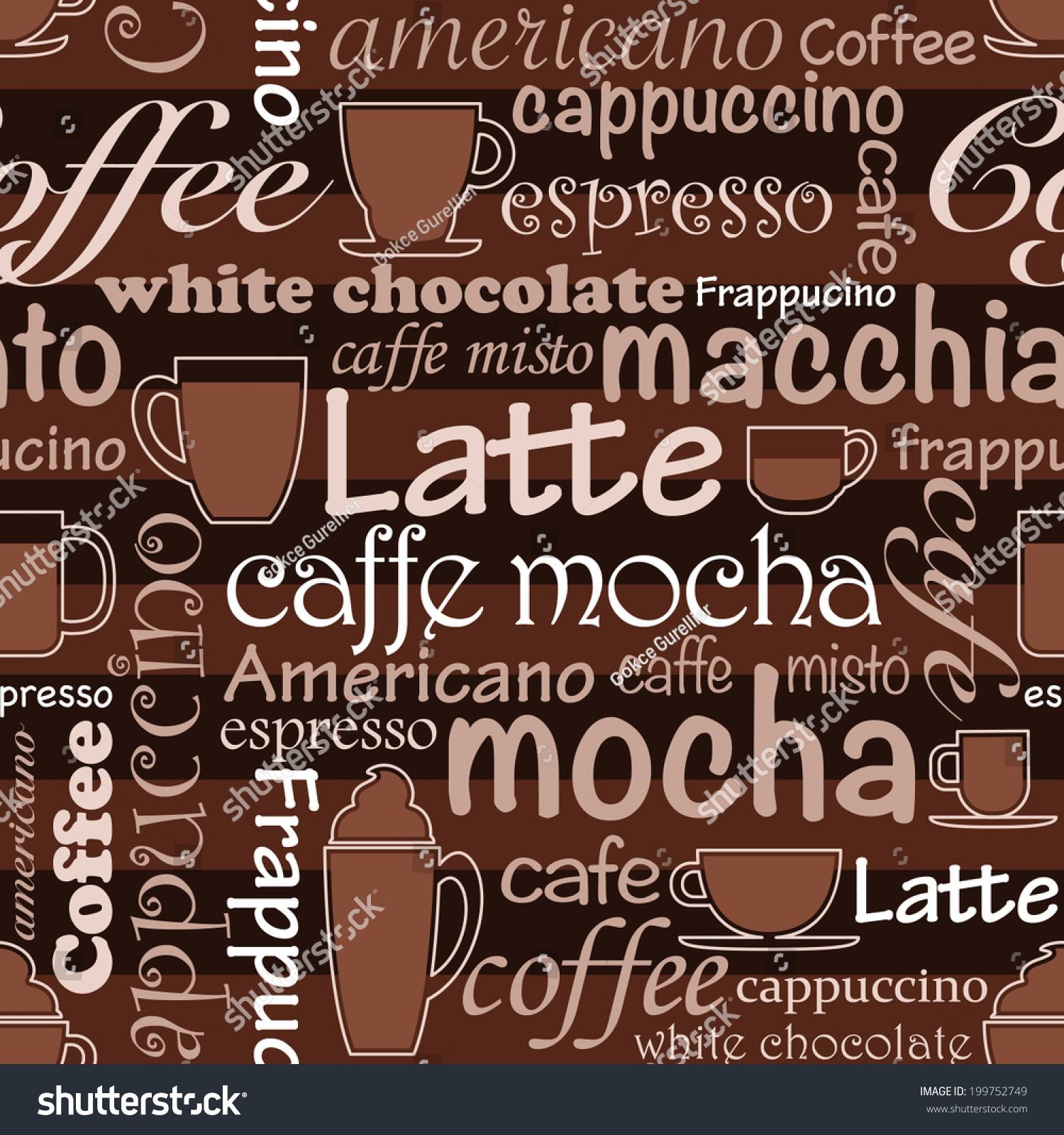 Seamless Background Coffee Words Stock Vector (Royalty Free) 199752749 ...