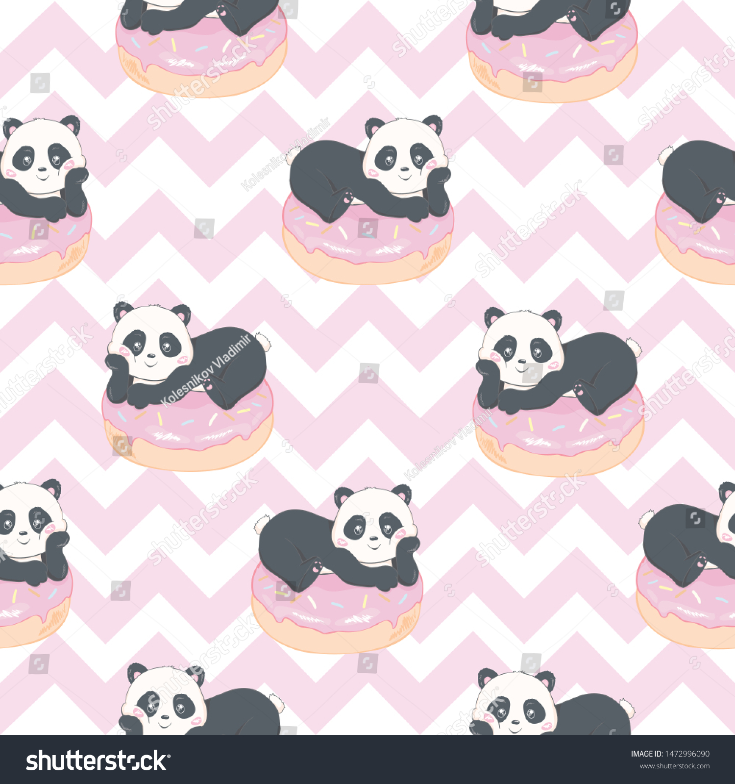 Seamless Background Cute Panda Vector Illustration Stock Vector ...