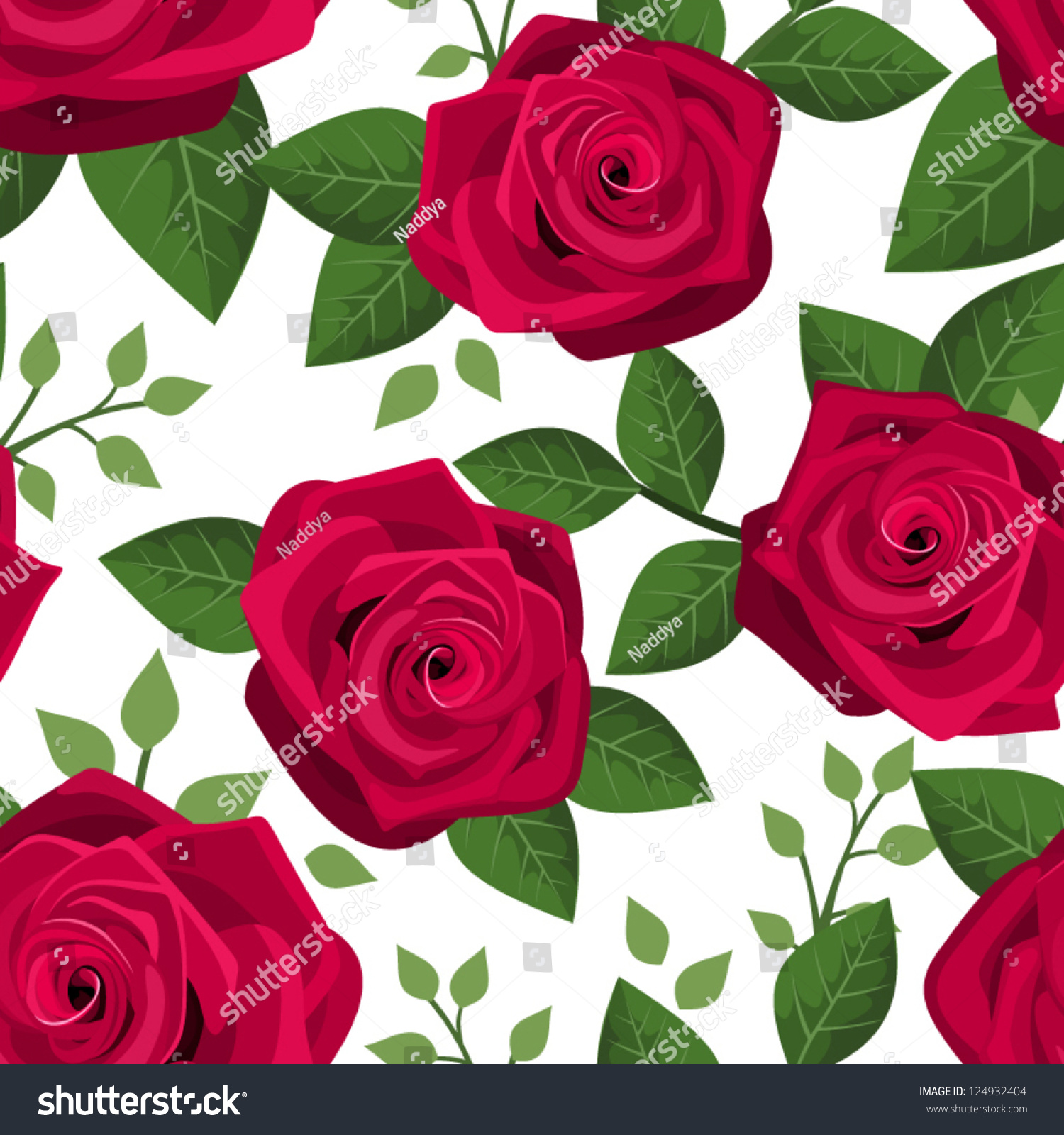 Seamless Background Red Roses Vector Illustration Stock Vector (Royalty ...