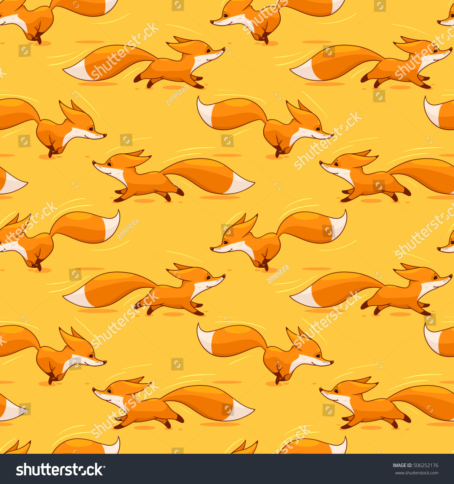 Seamless Background Running Cartoon Red Foxes Stock Vector (Royalty ...