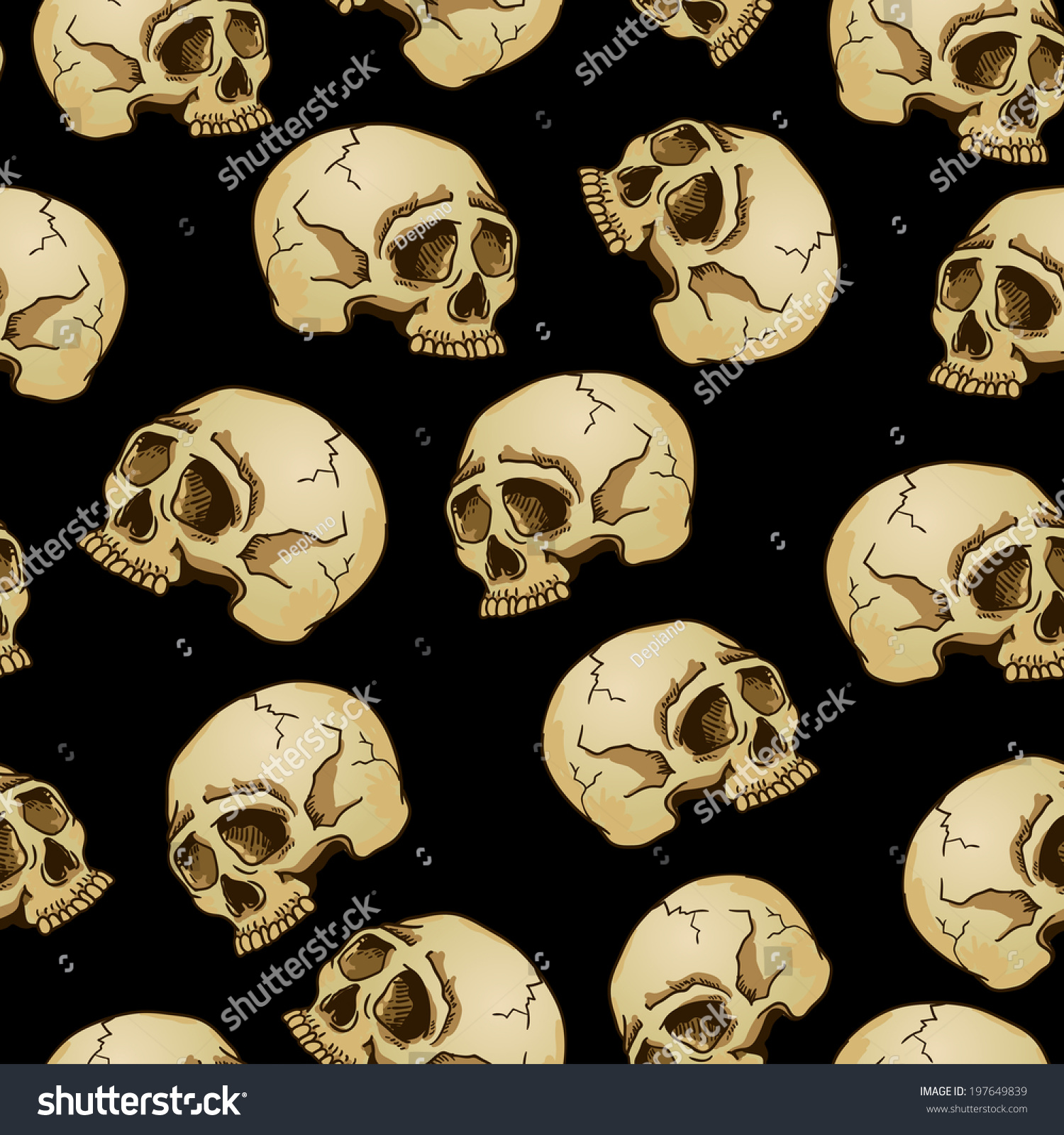 Seamless Background Skulls Vector Design Element Stock Vector (Royalty ...