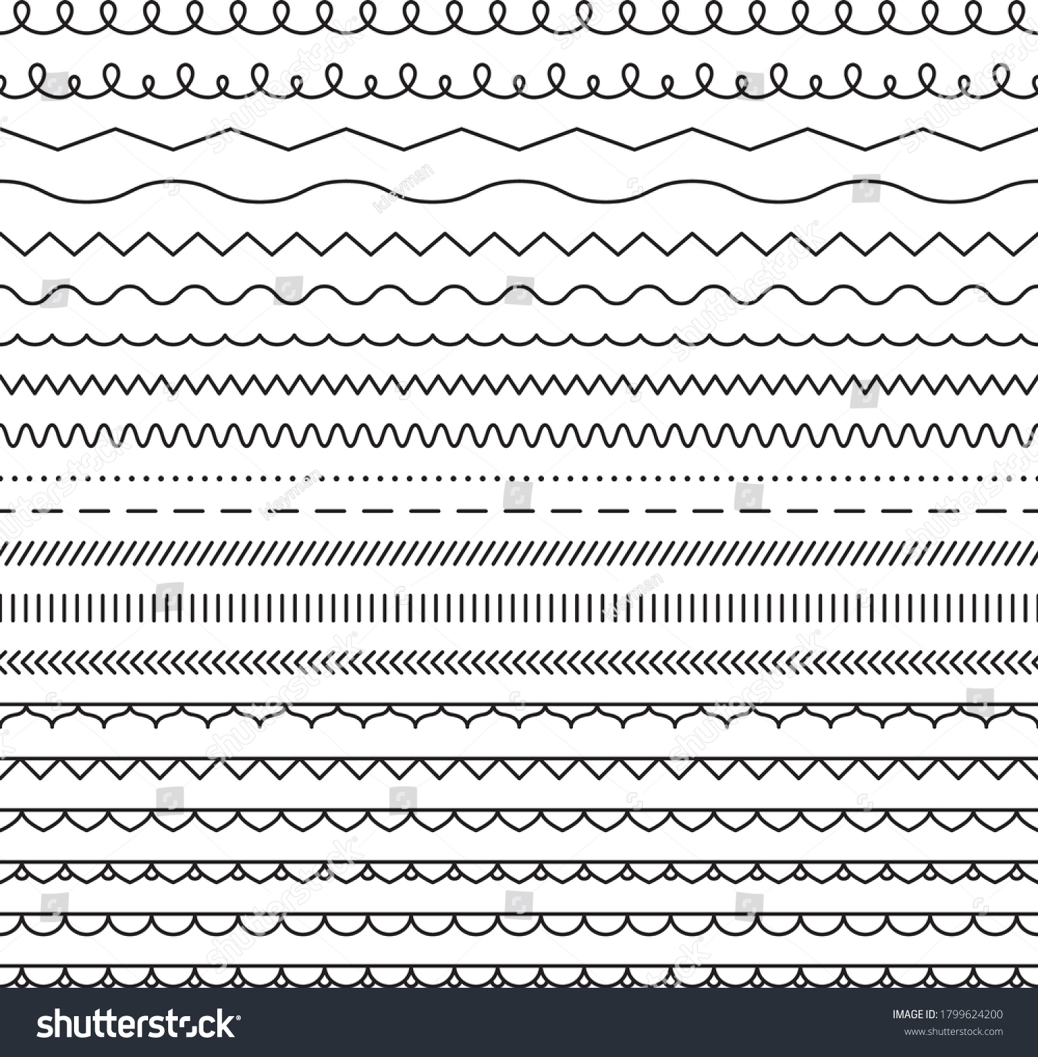 Seamless Basic Borders Collection 20 Stock Vector (Royalty Free) 1799624200