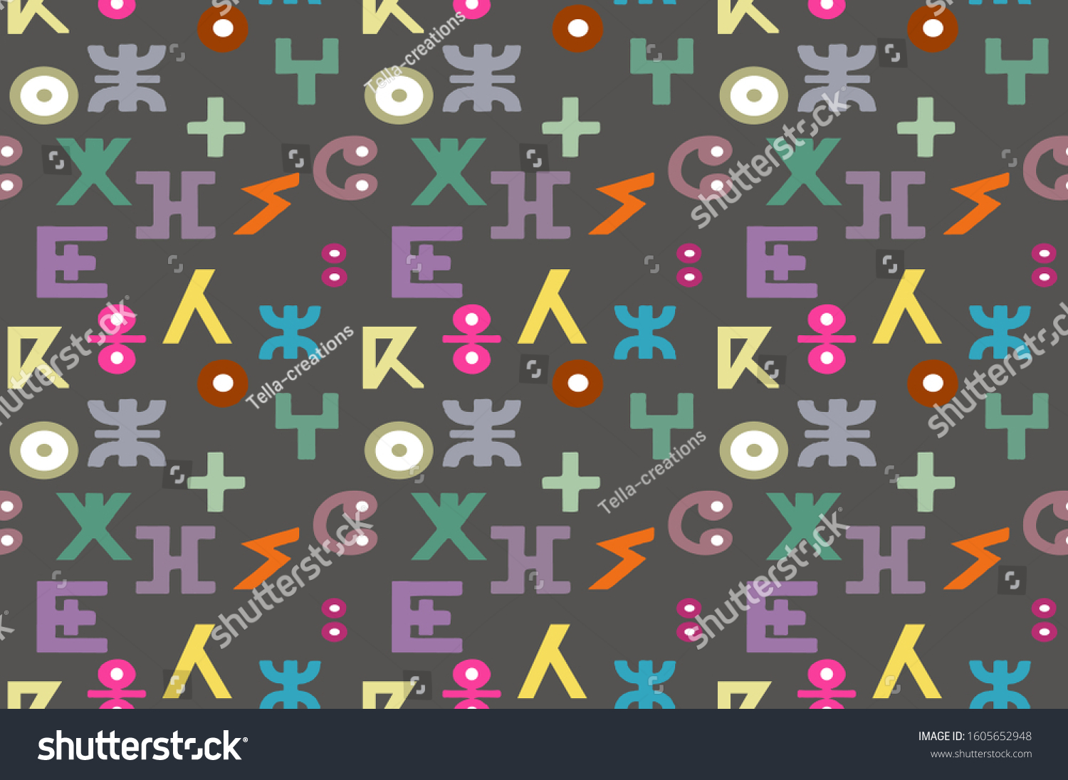 Seamless Berber Alphabet Pattern Signs Elements: vector de stock (libre ...