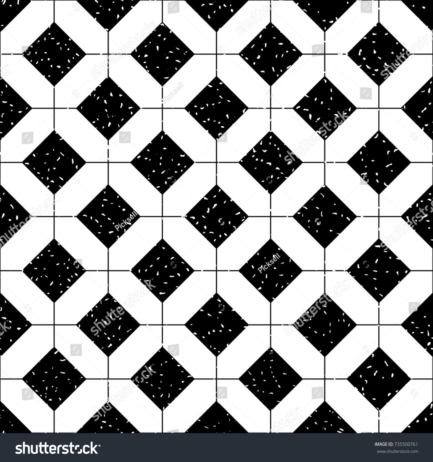 Seamless Black White Grunge Overlapping Octagons Stock Vector (Royalty ...