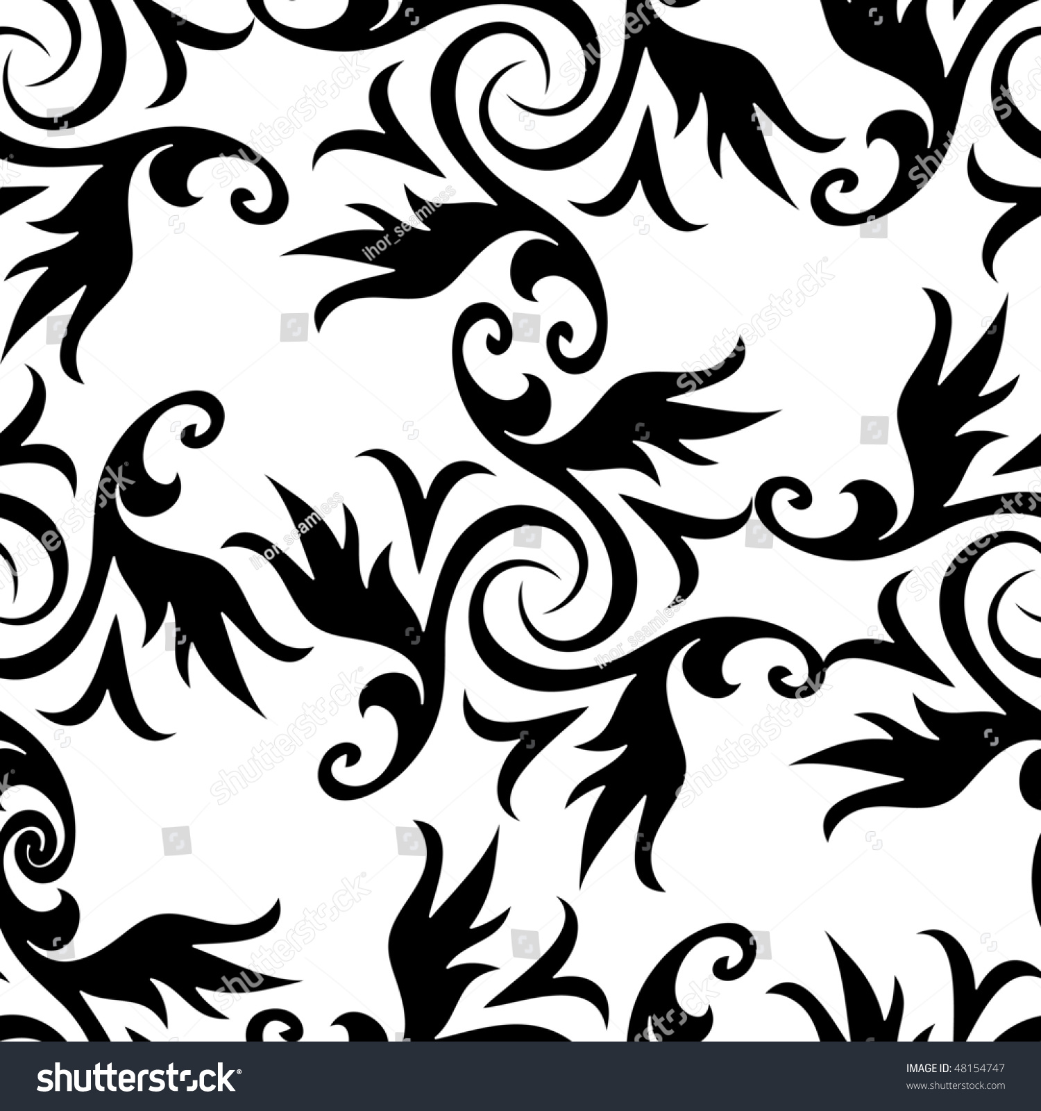 Seamless Black White Ornament Pattern Stock Vector Royalty Free
