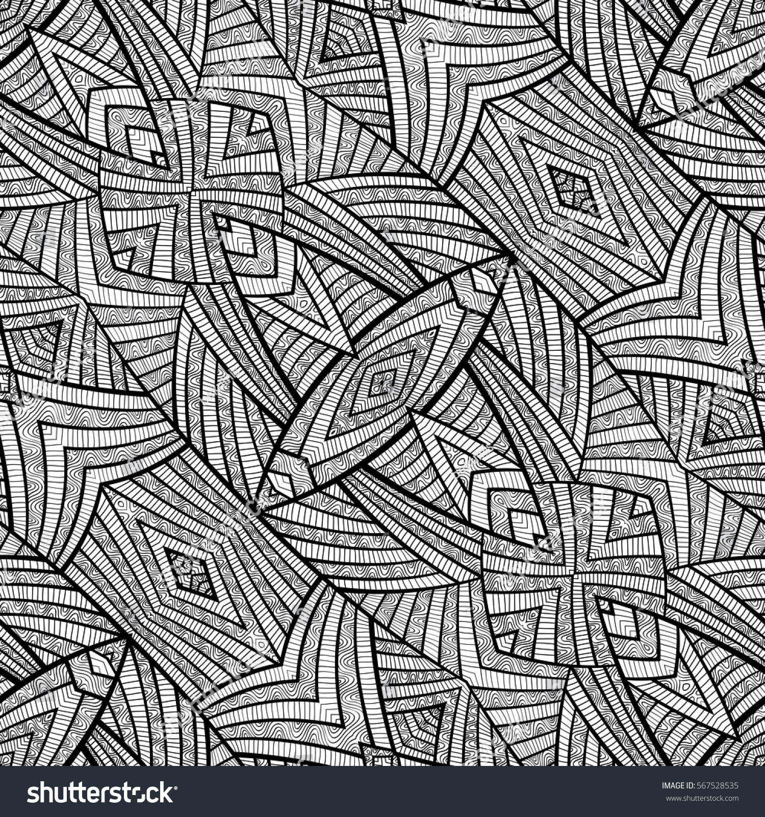 Seamless Black White Psychedelic Geometric Pattern Stock Vector ...