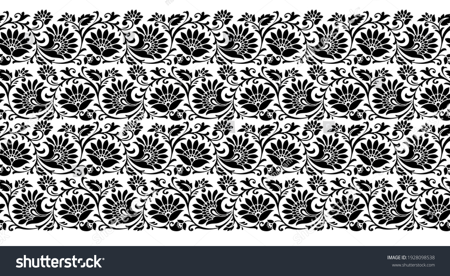 Seamless Black Lace Border Vector Stock Vector (Royalty Free) 1928098538