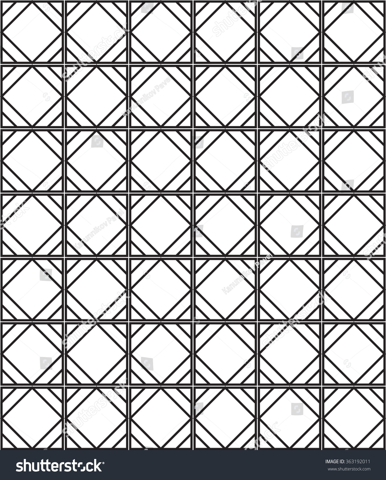 Seamless Black White Geometric Pattern Outline Stock Vector (Royalty ...