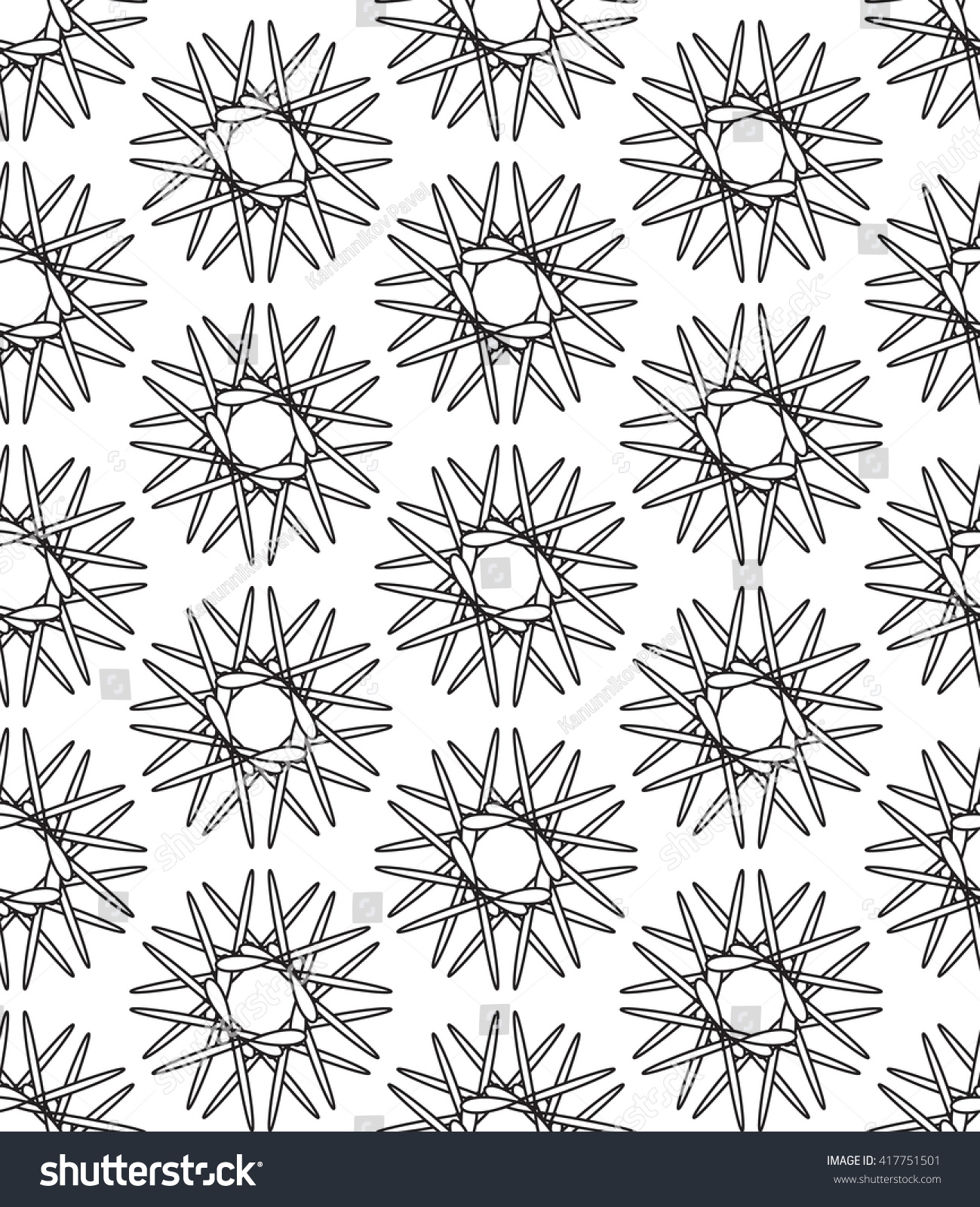Seamless Black White Geometric Pattern Outline Stock Vector (Royalty ...