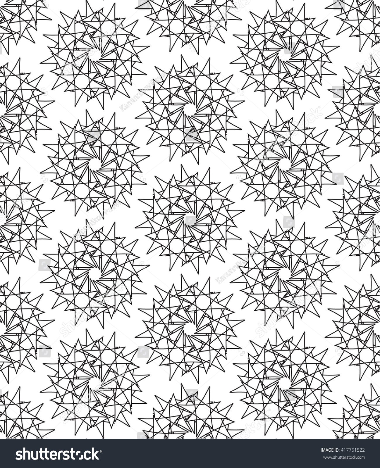 Seamless Black White Geometric Pattern Outline Stock Vector (Royalty ...