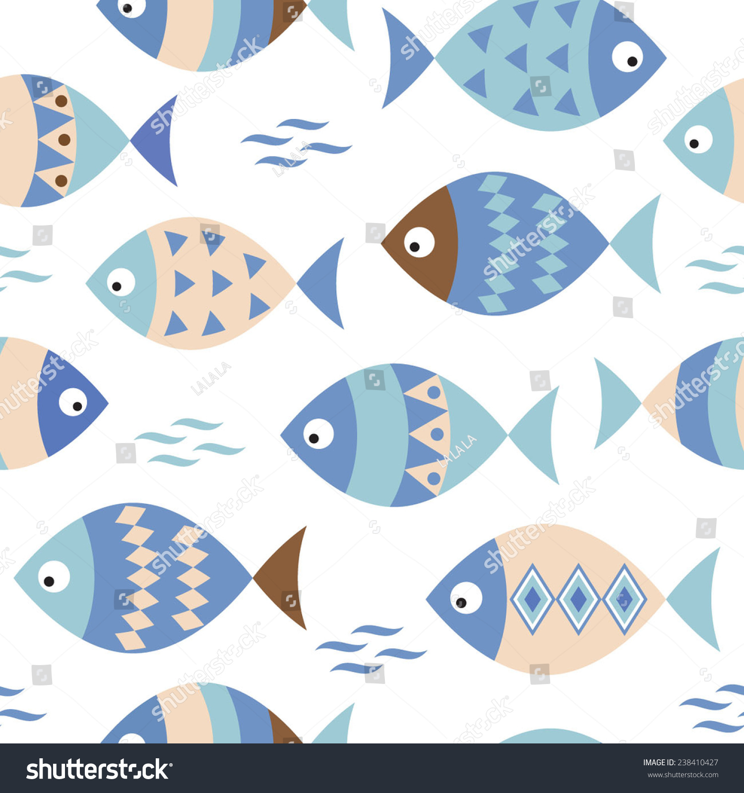 Seamless Blue Fish Illustration Background Pattern Stock Vector ...