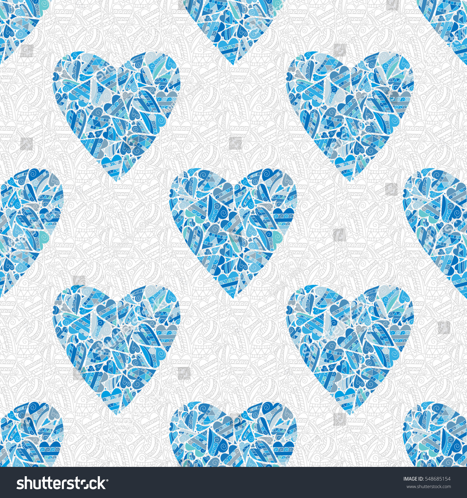 Seamless Blue Heart Pattern Vector Illustration Stock Vector (Royalty ...