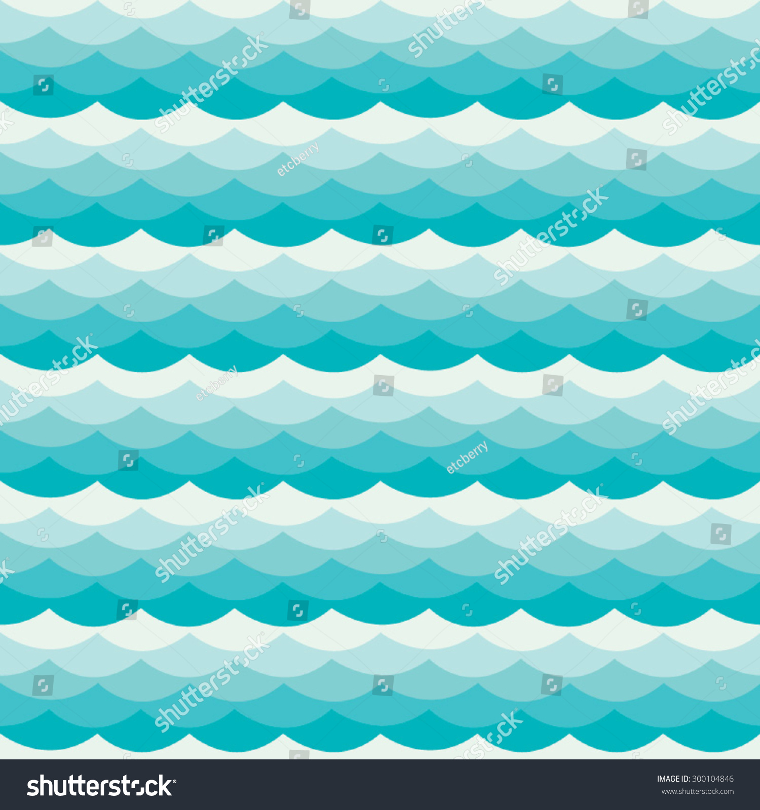 Seamless Blue Sea Wave Pattern Stock Vector (Royalty Free) 300104846 ...