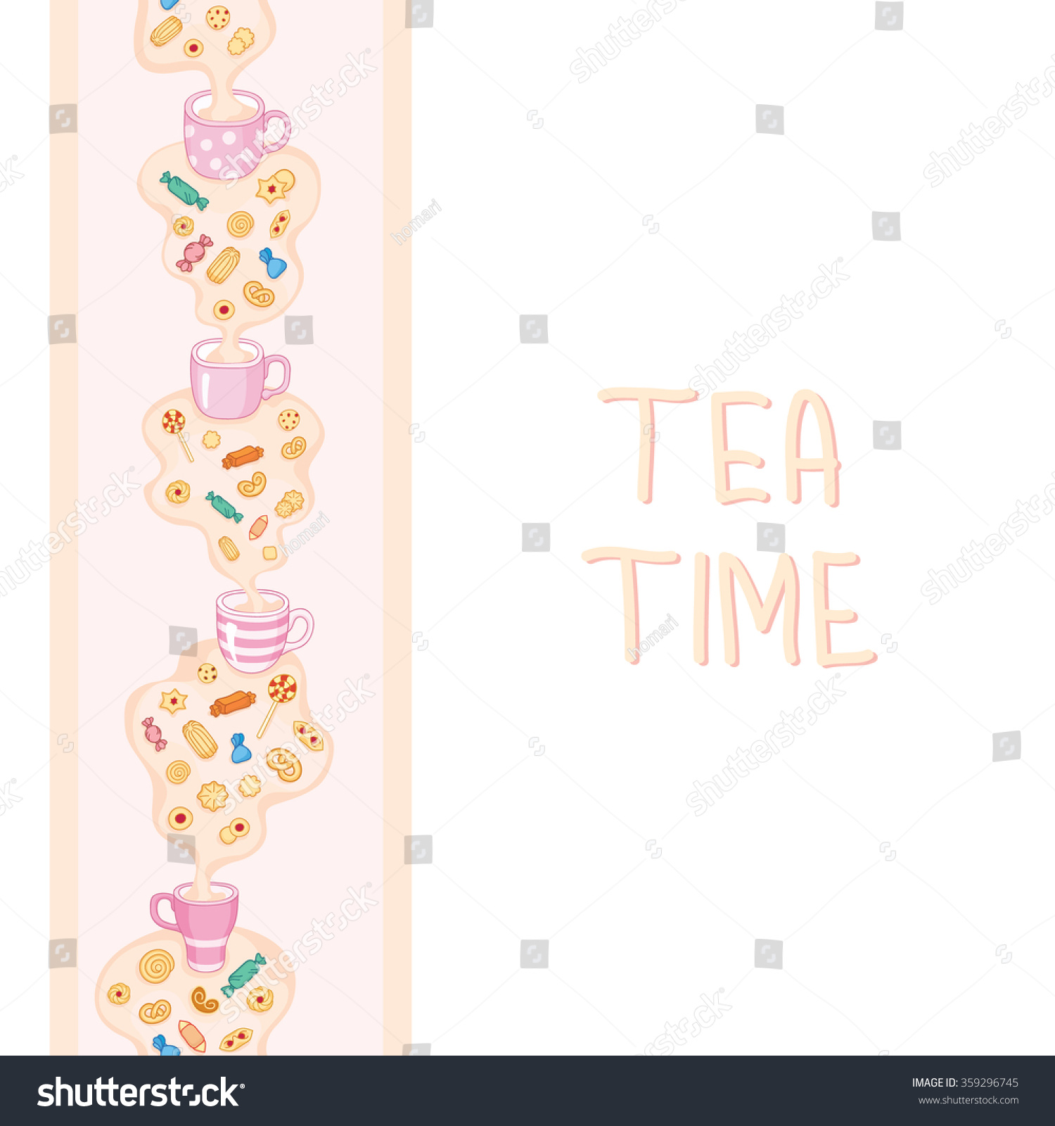 Seamless Border Tea Time Stock Vector (Royalty Free) 359296745 ...