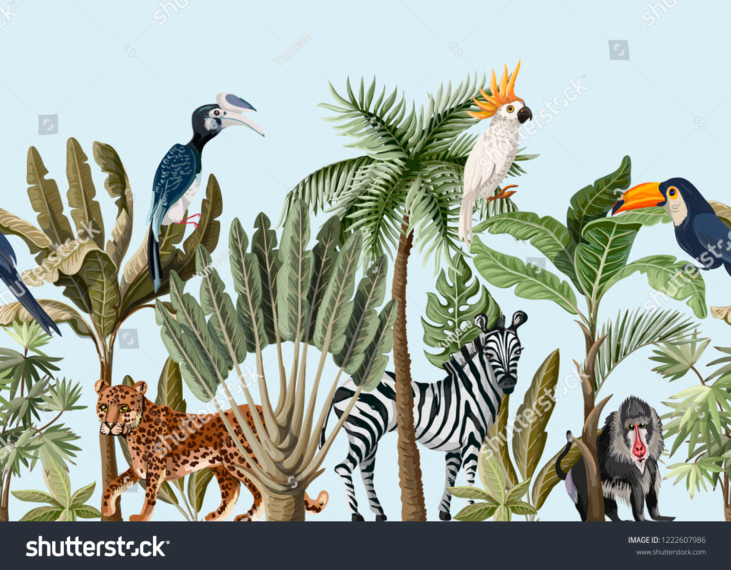 Seamless Border Tropical Tree Such Palm Stock Vector (Royalty Free ... Seamless Border Tropical Tree Such Palm Stock Vector (Royalty Free ...