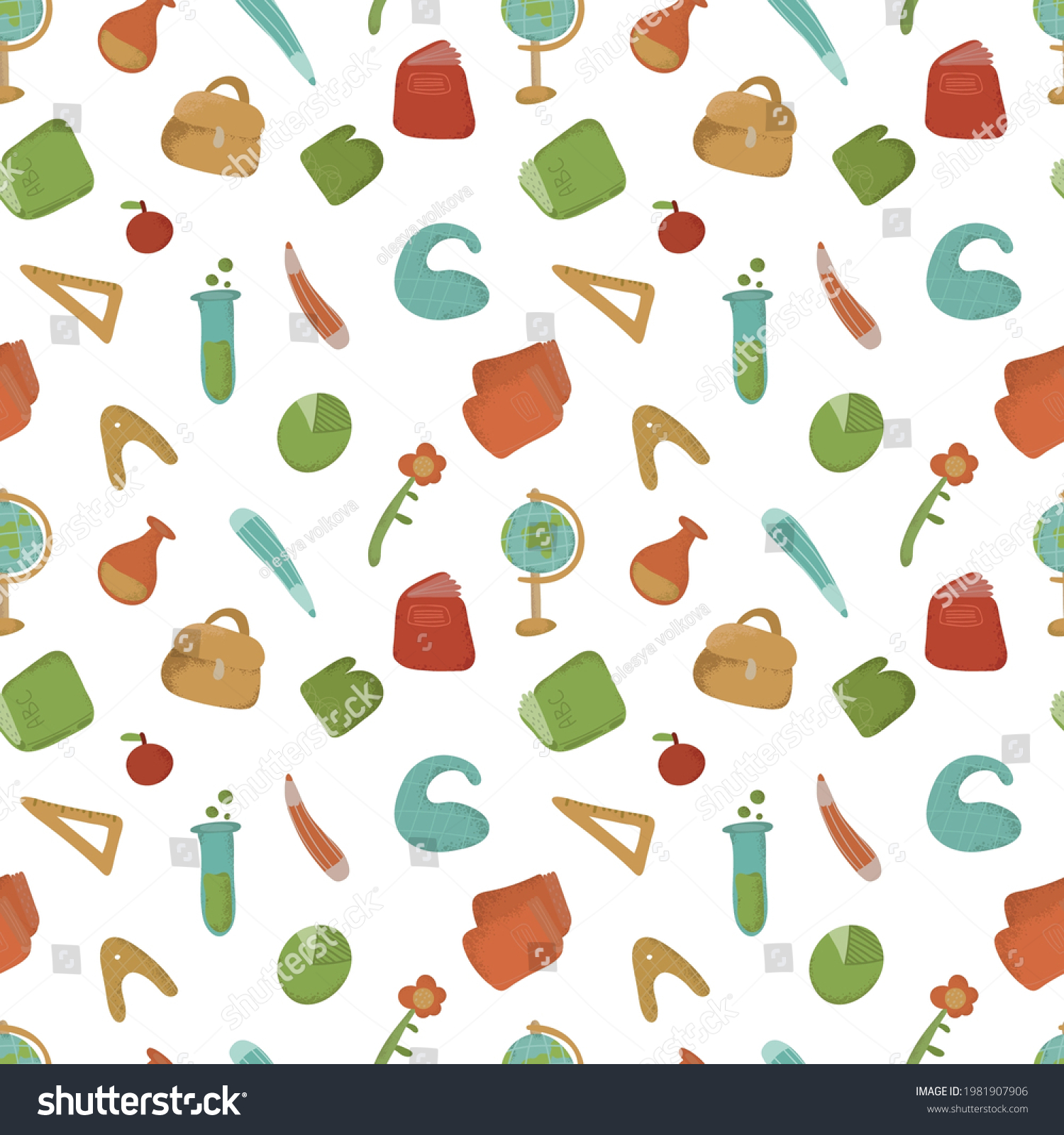 Seamless Bright Pattern Back School Background Stock Vector (Royalty ...