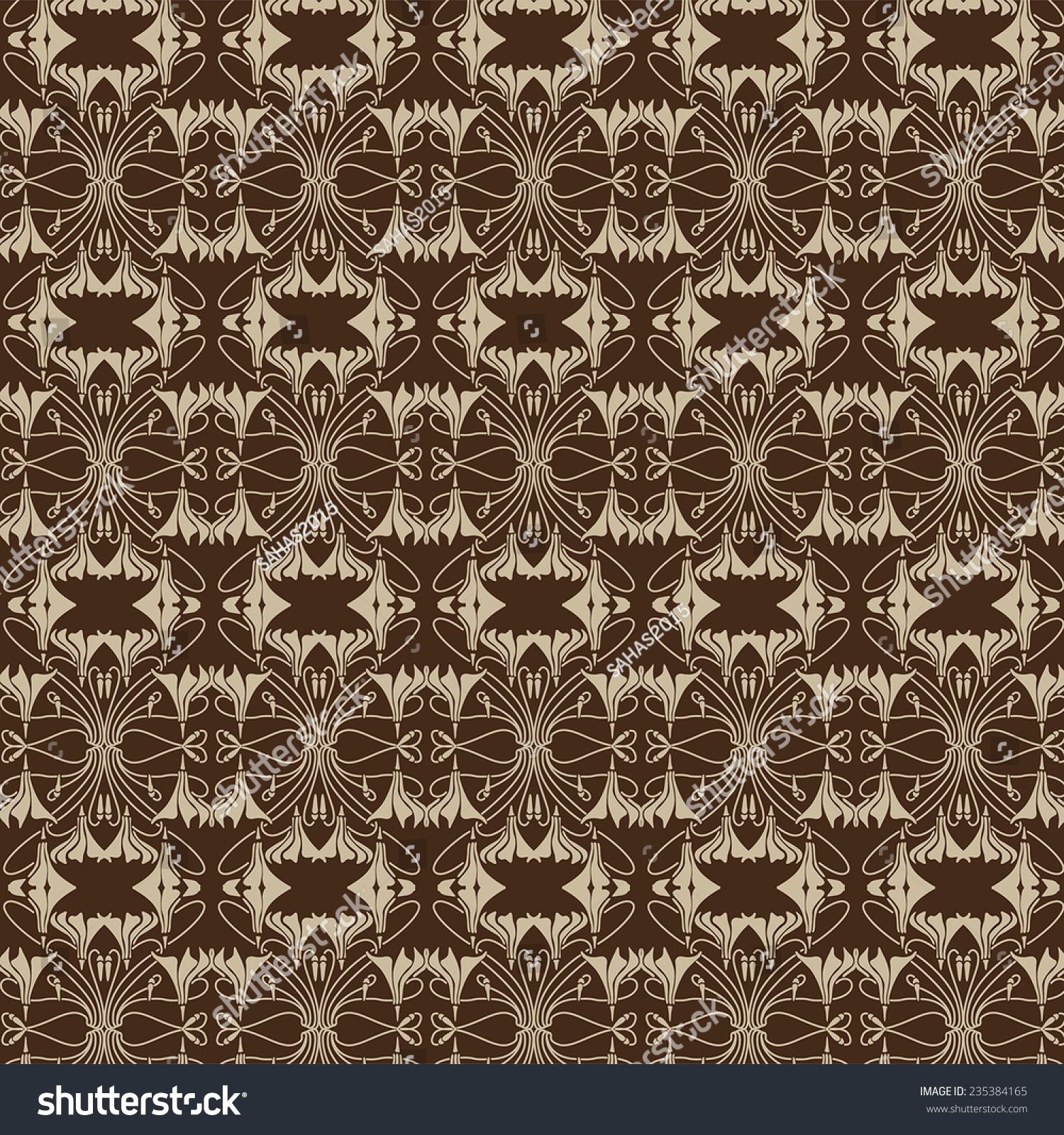 Seamless Brown Floral Vector Wallpaper Pattern Stock Vector (Royalty ...