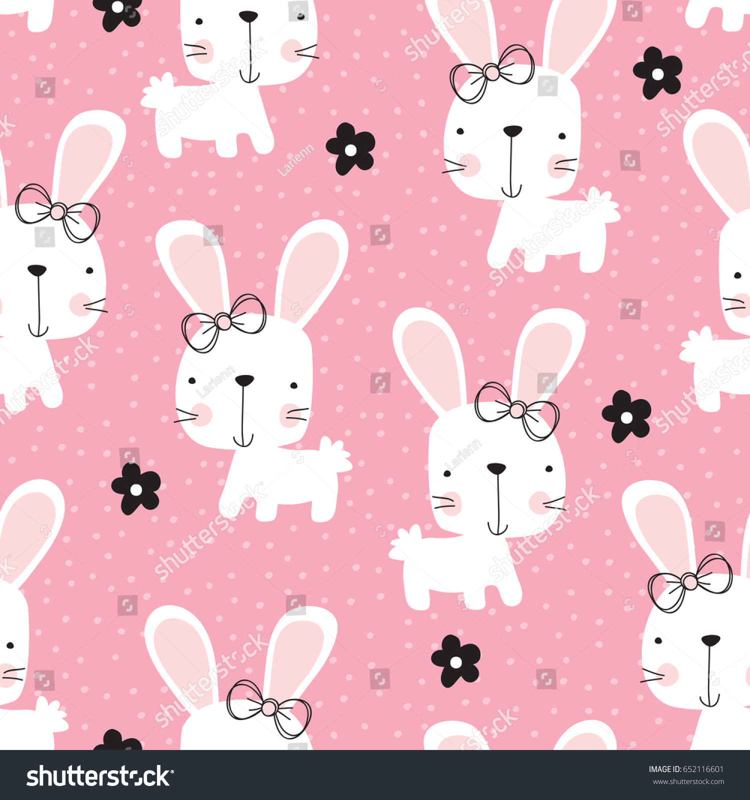 Seamless Bunny Rabbit Pattern Vector Illustration Stock Vector (Royalty ...