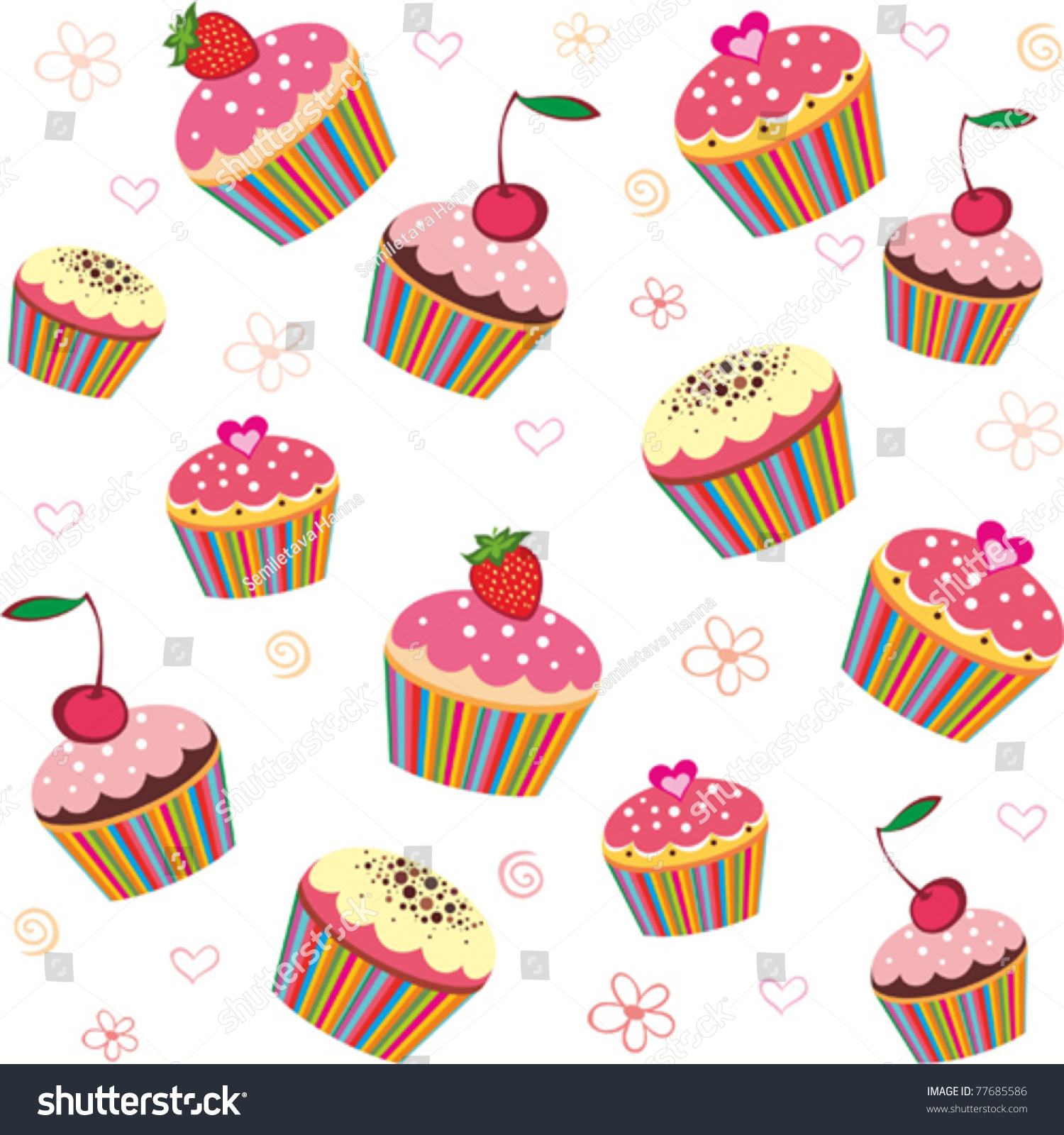 Seamless Cake Pattern Isolated On White Stock Vector (Royalty Free ...