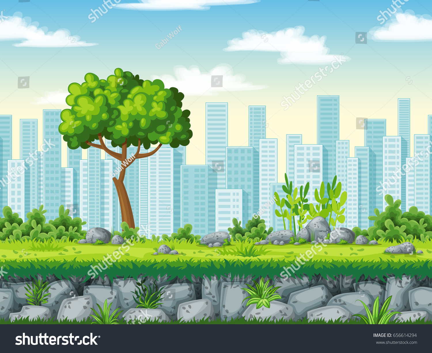 Seamless Cartoon Background Vector Illustration Separate Stock Vector ...