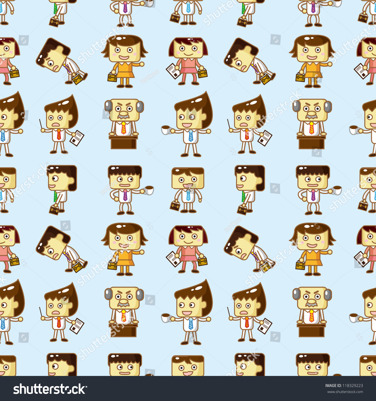 Seamless Cartoon Office Worker Pattern Stock Vector (Royalty Free ...