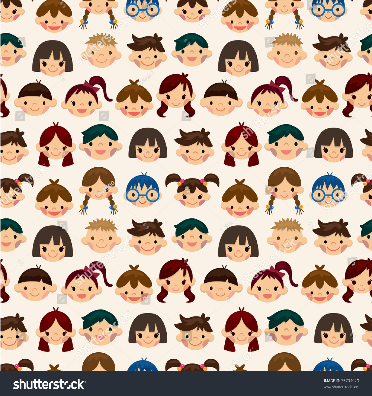 Seamless Child Face Pattern Stock Vector (Royalty Free) 75794029 ...