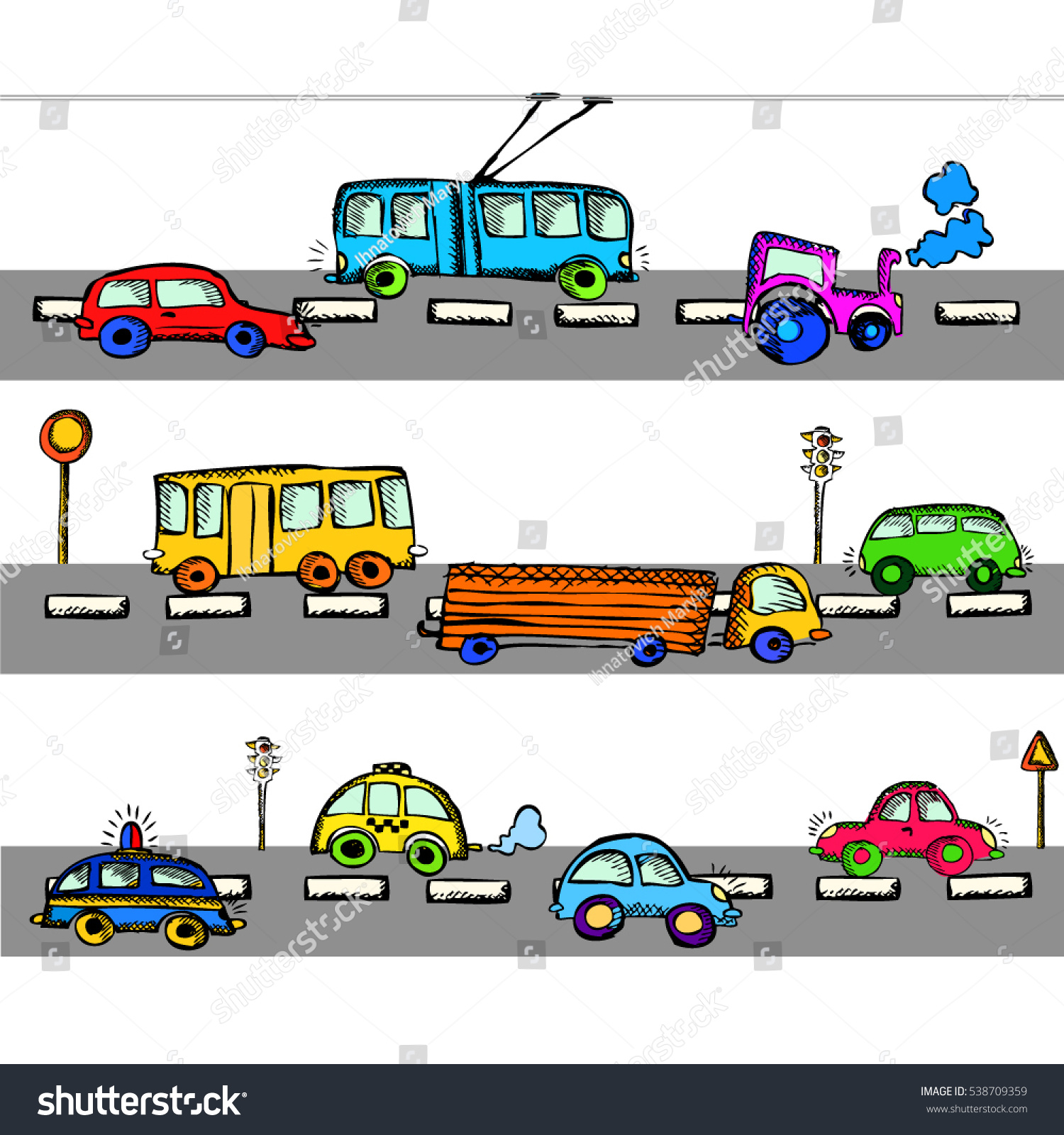 Seamless Childrens Background Transportation Vector Stock Vector ...