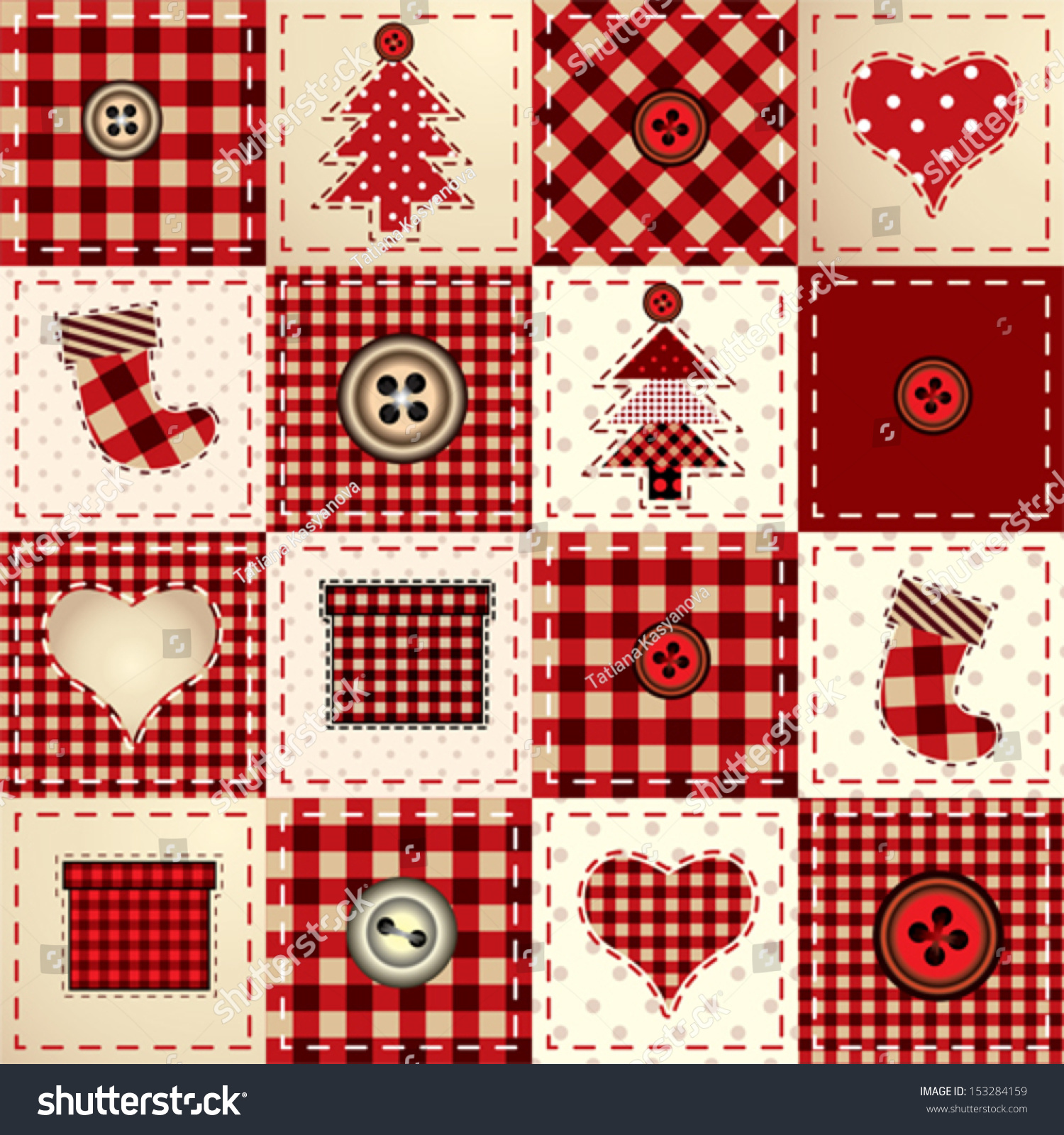 Seamless Christmas Background Patchwork Style Stock Vector (Royalty ...
