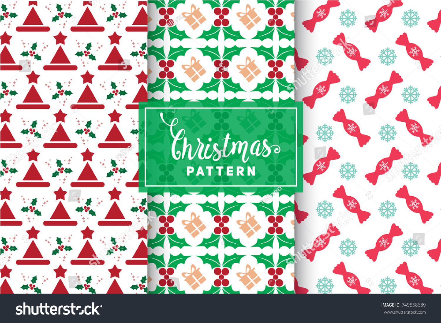 Seamless Christmas Patterns Simple Minimalist Designs Stock Vector ...