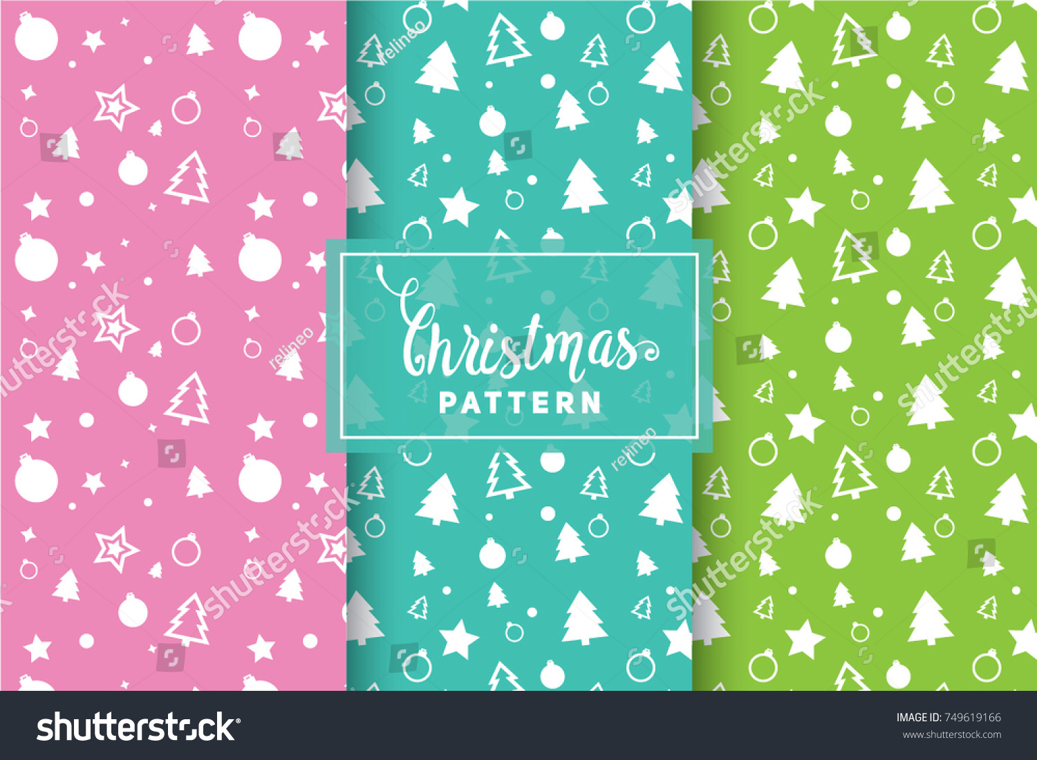 Seamless Christmas Patterns Simple Minimalist Designs Stock Vector ...