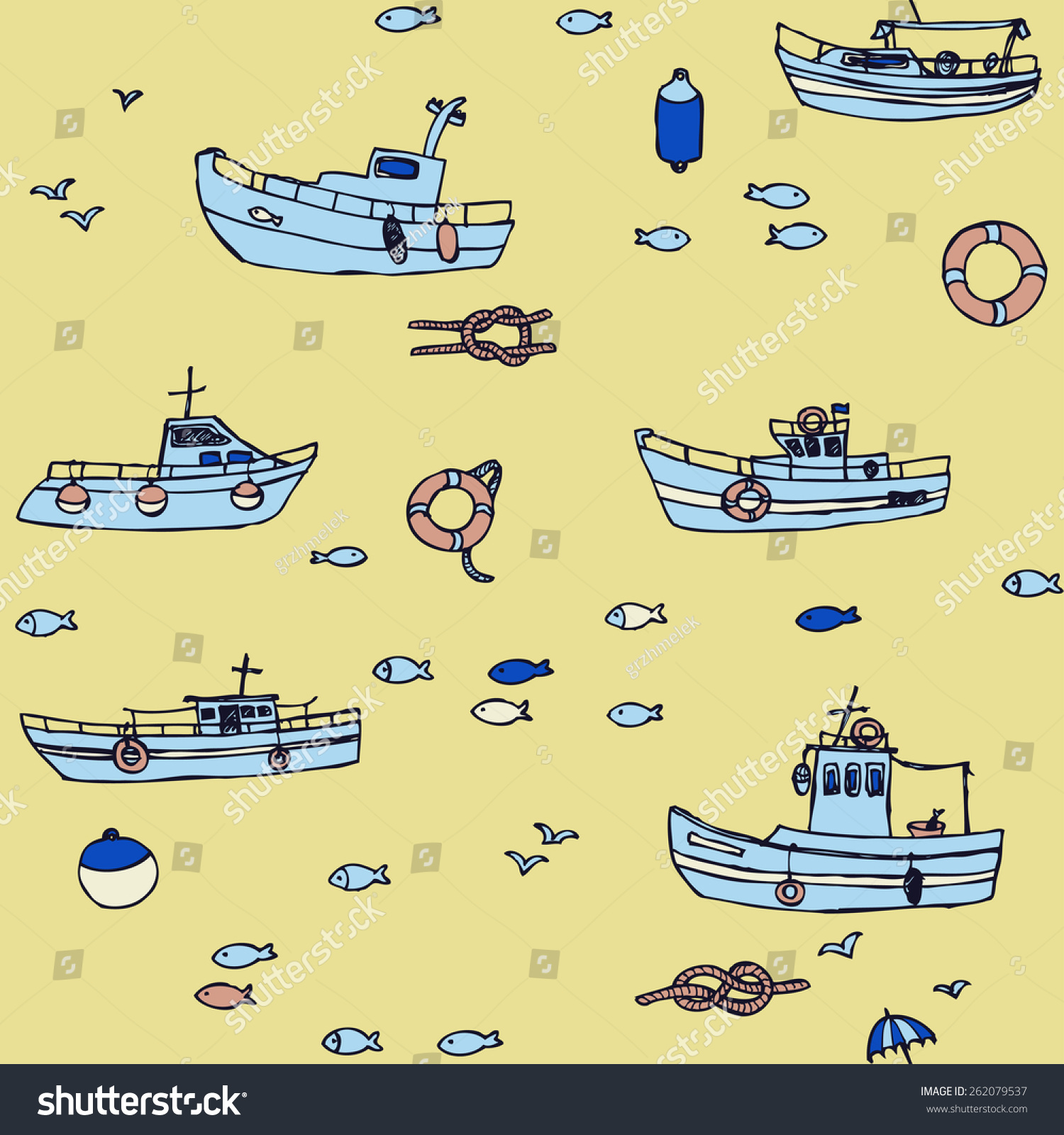 Seamless Colorful Boat Pattern Vector Stock Vector (Royalty Free ...