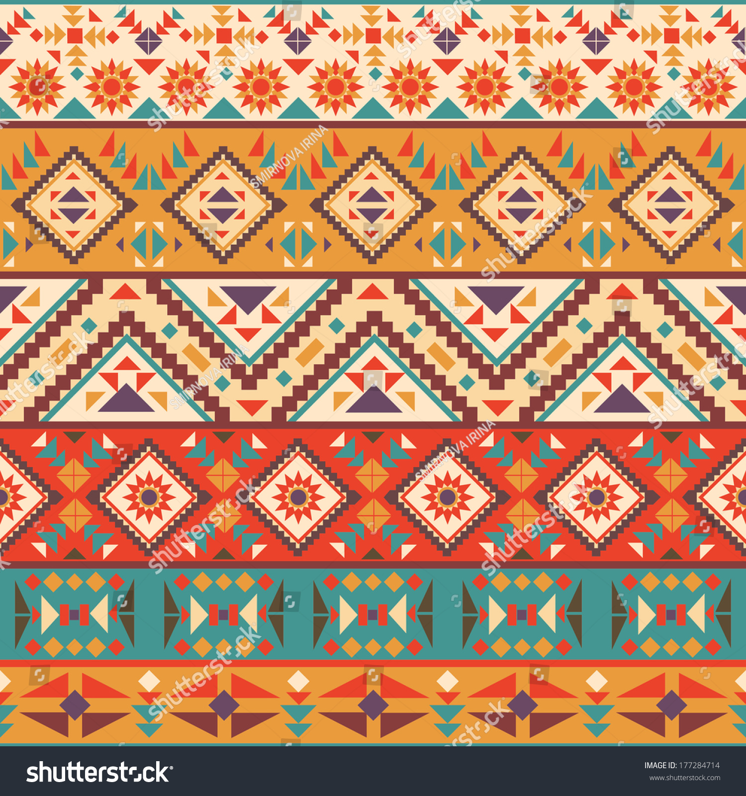 Seamless Colorful Navajo Pattern Stock Vector 177284714 - Shutterstock