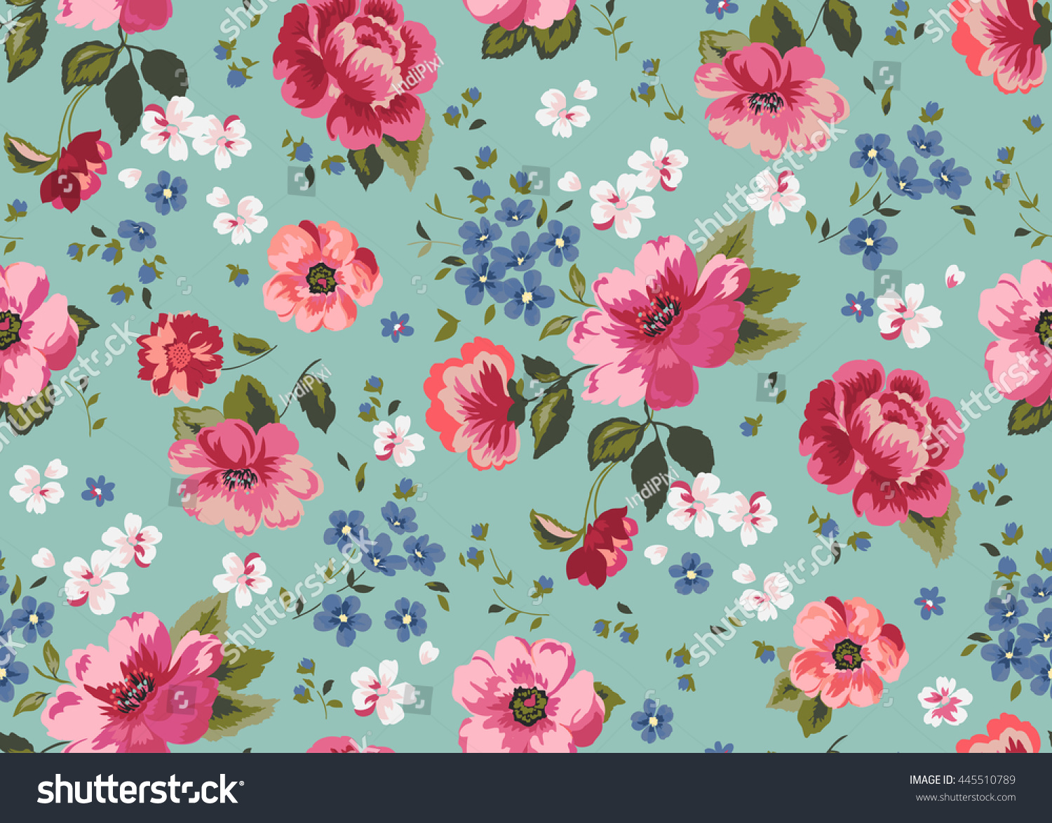 Seamless Cuban Floral Pattern Vector Stock Vector (Royalty Free) 445510789