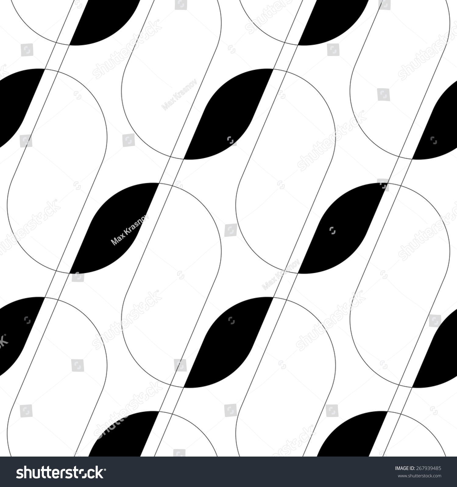 Seamless Curved Shape Pattern Vector Black Stock Vector (Royalty Free ...