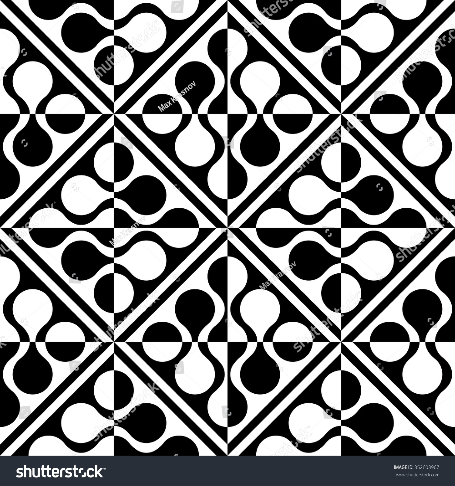 Seamless Curved Shape Pattern Vector Black Stock Vector (Royalty Free ...
