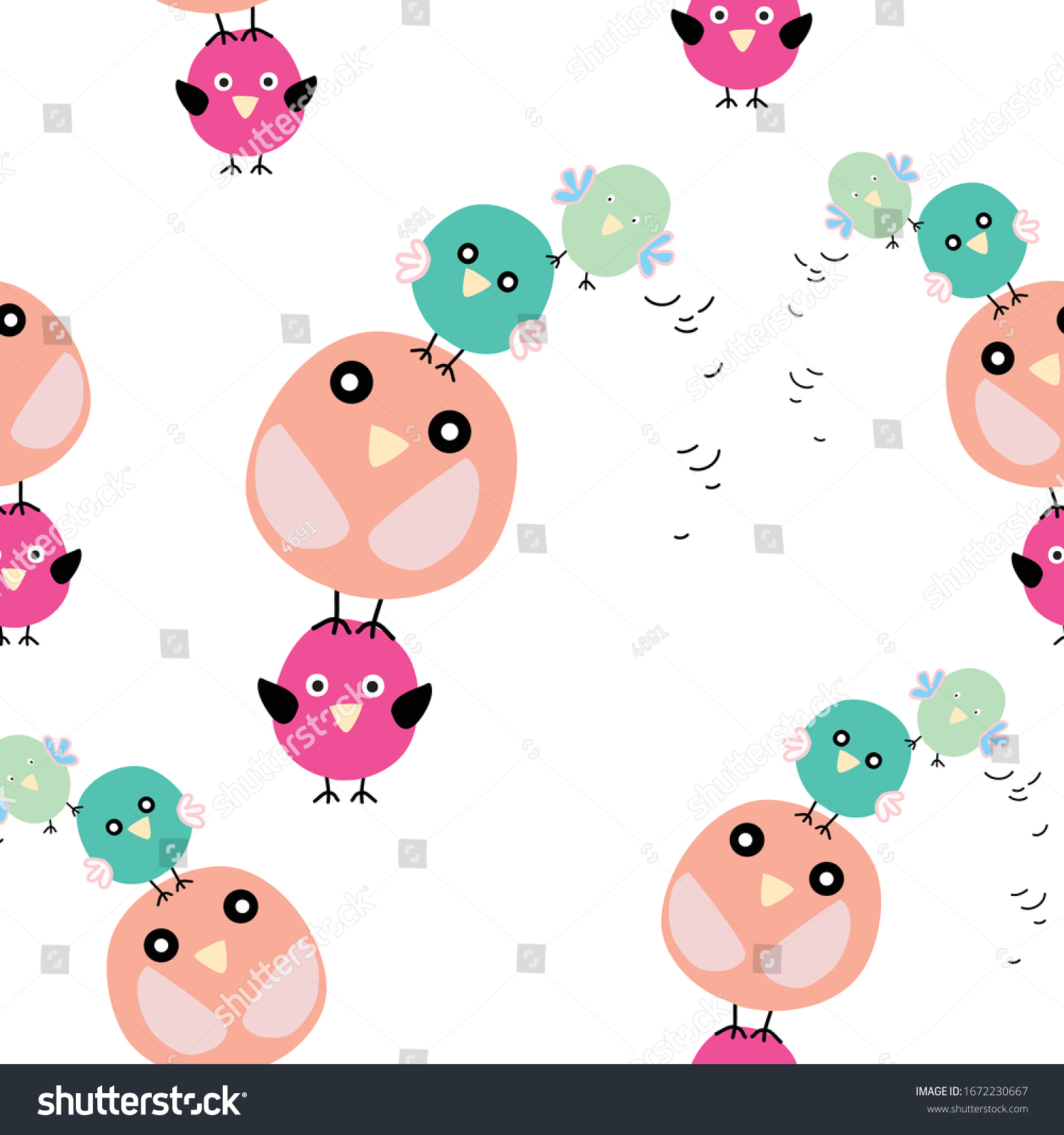 Seamless Cute Bird Pattern Background Design Stock Vector (Royalty Free ...
