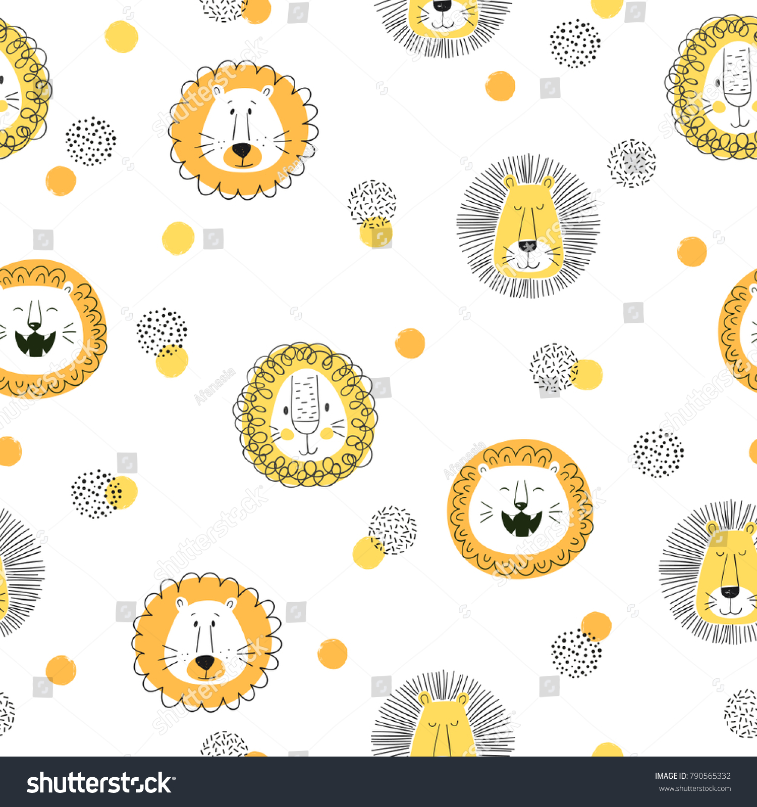 Seamless Cute Cartoon Lion Pattern Vector Stock Vector (Royalty Free ...
