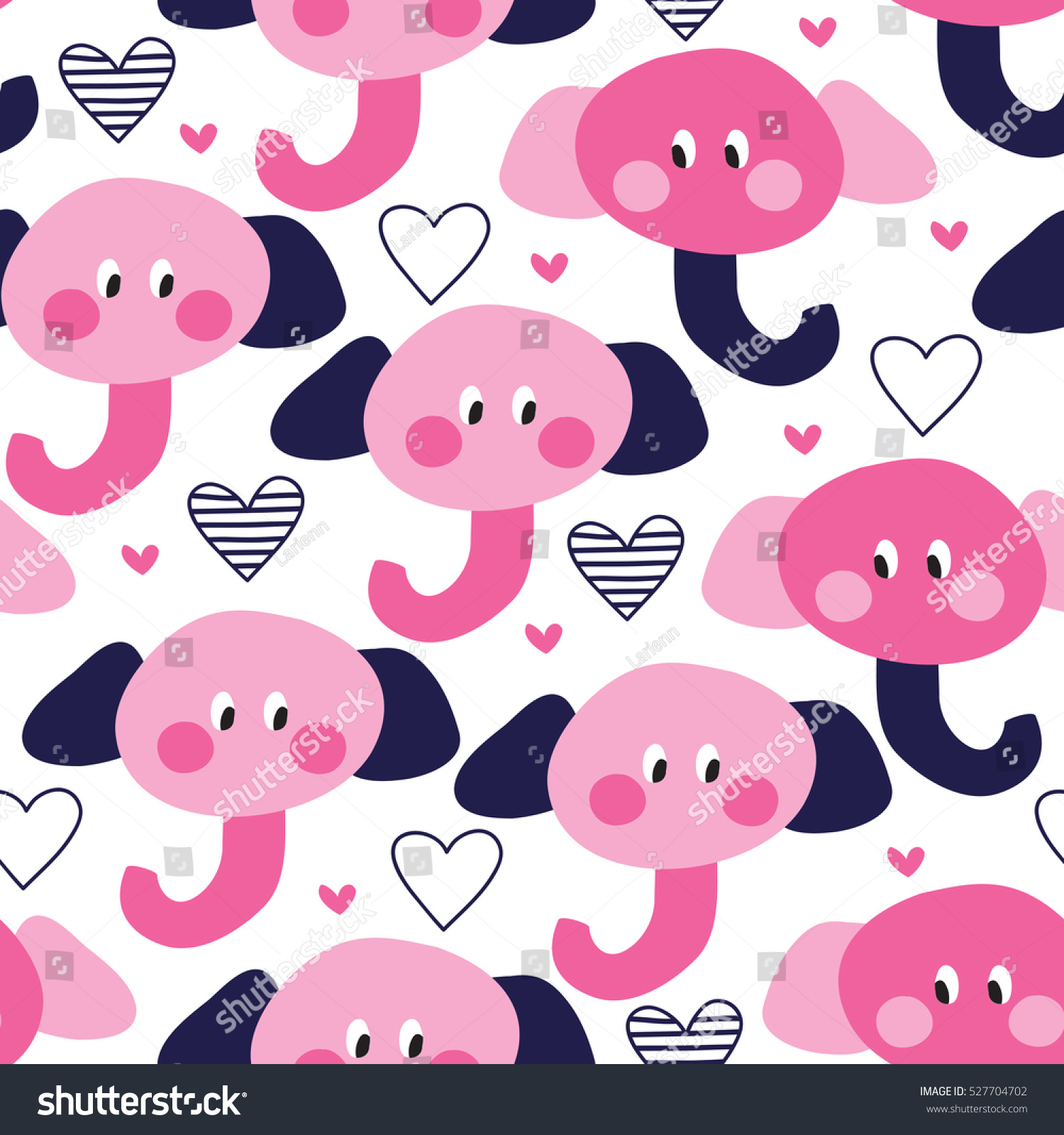 Seamless Cute Elephant Pattern Vector Illustration Stock Vector ...