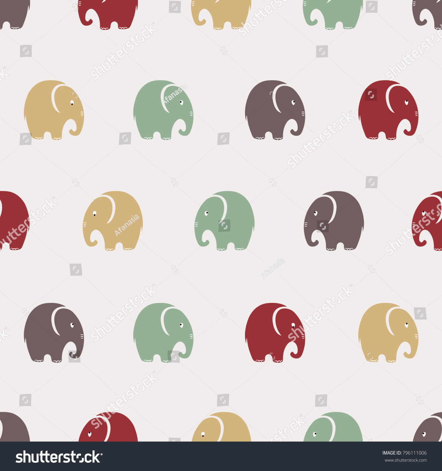 Seamless Cute Elephants Pattern Vector Simple Stock Vector (Royalty ...