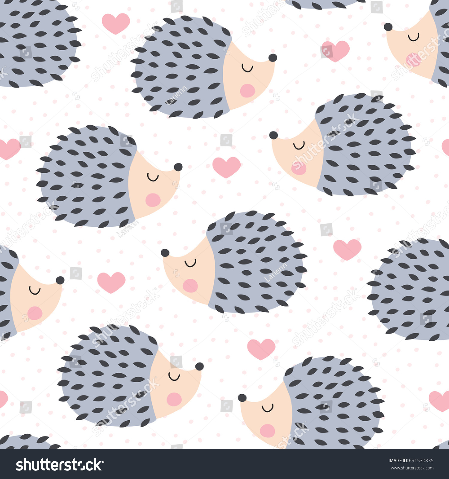 Seamless Cute Hedgehog Animal Pattern Vector Stock Vector (Royalty Free ...