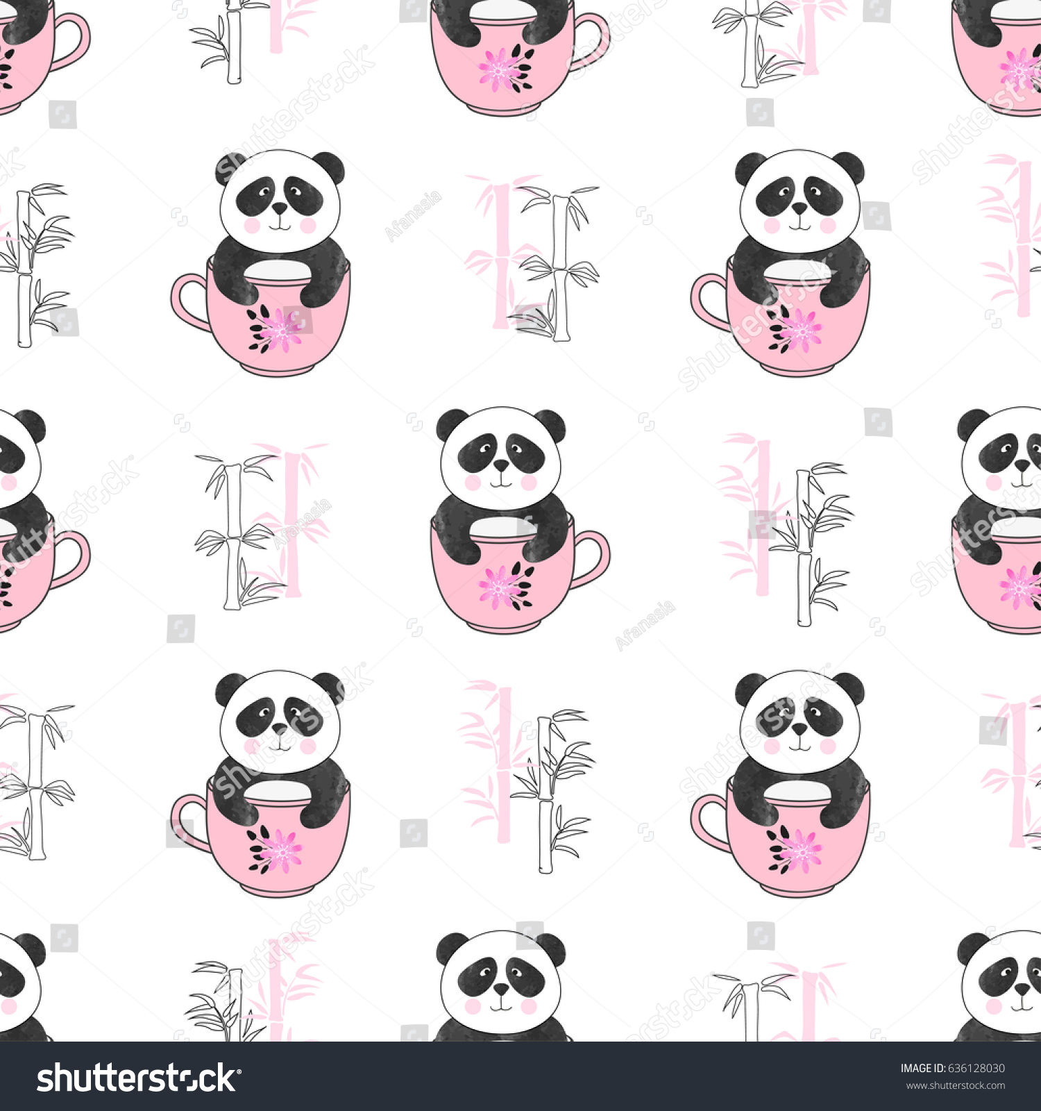 Seamless Cute Panda Bears Pattern Vector Stock Vector (Royalty Free ...