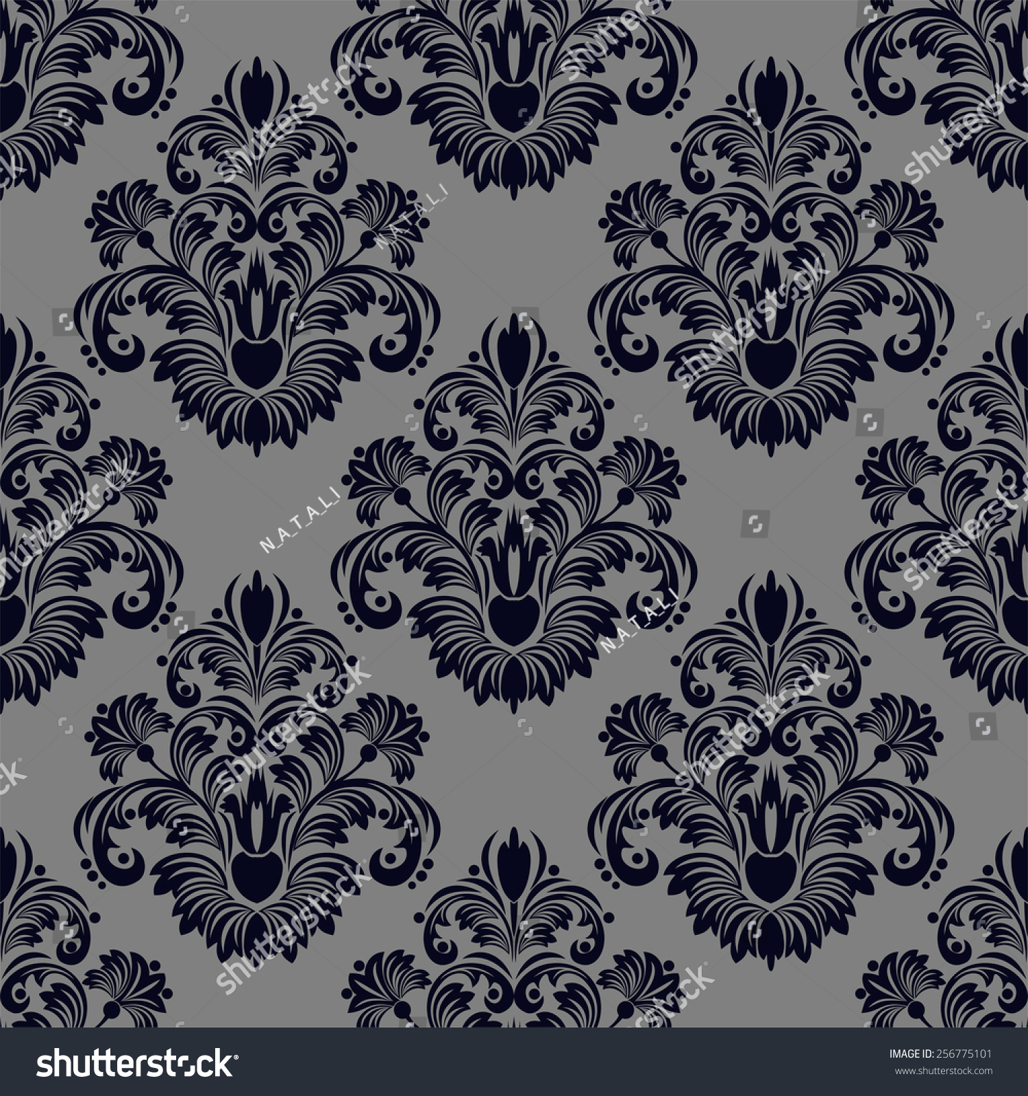 Seamless Damask Wallpaper Design Stock Vector (Royalty Free) 256775101